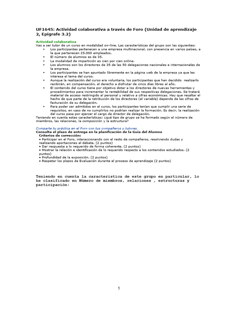 UF1645.Actividad Colaborativa A Través de Foro | PDF