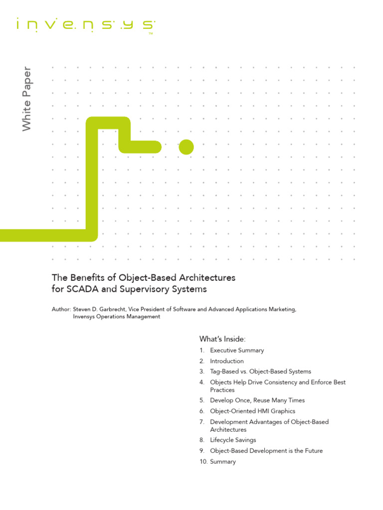 Whitepaper Invensys Benefitsofobject Basedarchitecturesforscada 03 12 Pdf Scada Object 