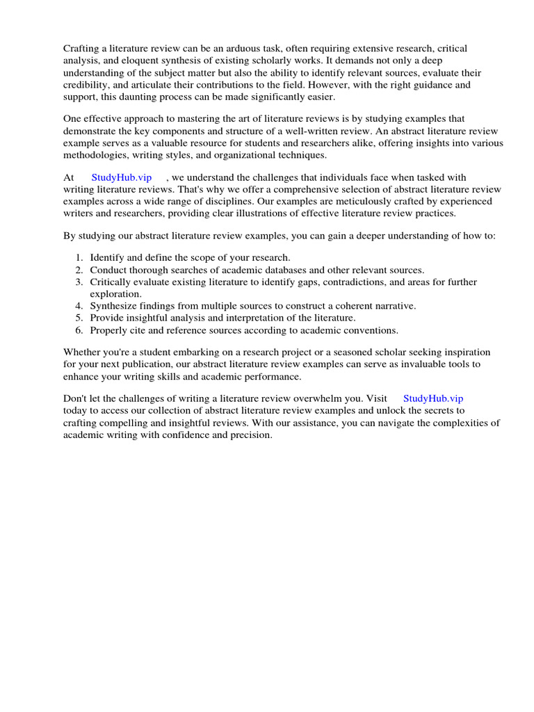 Abstract Literature Review Example | PDF | Abstract (Summary) | Methodology Abstract Literature Review Example | PDF | Abstract (Summary) | Methodology