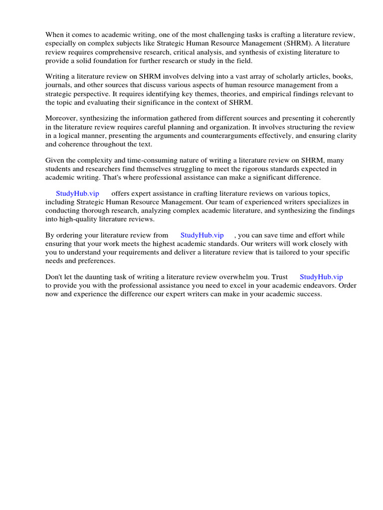 Literature Review On The Topic of Strategic Human Resource Management ... Literature Review On The Topic of Strategic Human Resource Management ...