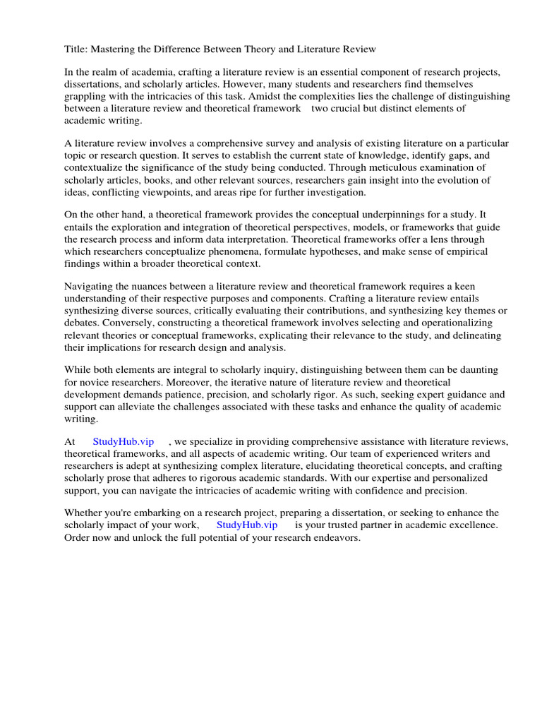 Difference Between Theory and Literature Review | PDF | Theory | Knowledge