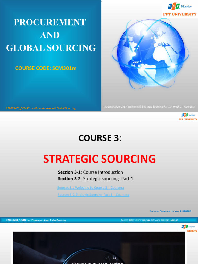 3.1 - SCM301m - Strategic Sourcing - SLIDE 1 of 2 | Download Free PDF | Procurement | Supply Chain