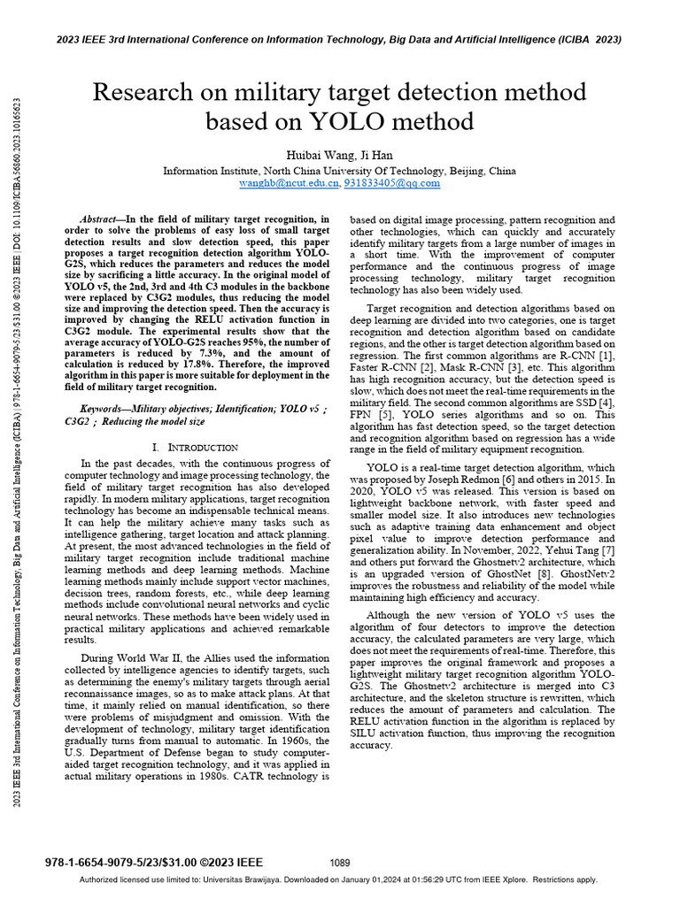 Research On Military Target Detection Method Based On YOLO Method | PDF | Deep Learning ...