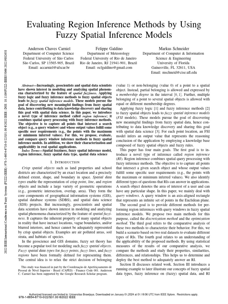 Evaluating Region Inference Methods by Using Fuzzy Spatial Inference Models | PDF | Fuzzy Logic ...
