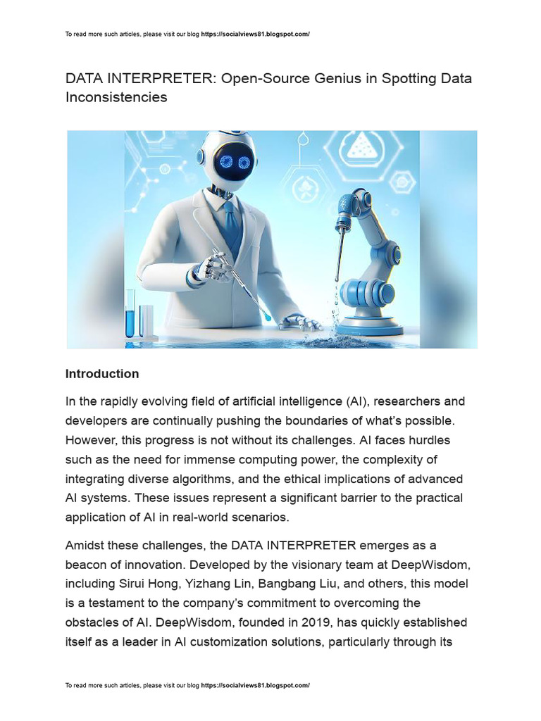 DATA INTERPRETER: Open-Source Genius in Spotting Data Inconsistencies | PDF | Artificial ...