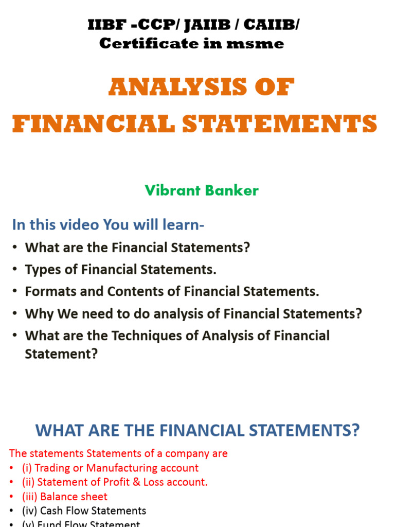 Analusis of Financial Statement | PDF | Balance Sheet | Financial Statement