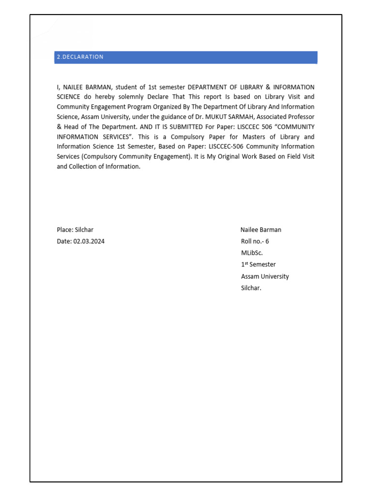 2 Declaration | Download Free PDF | Libraries