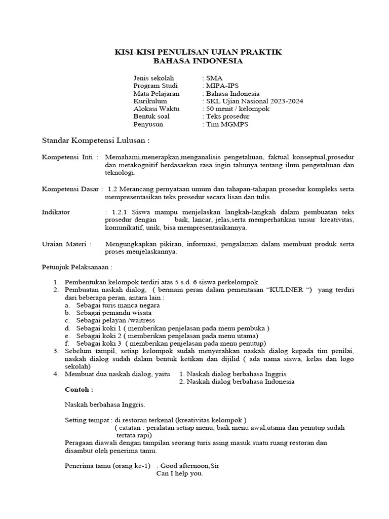 Uprak Bindo Prosedur Teks | PDF