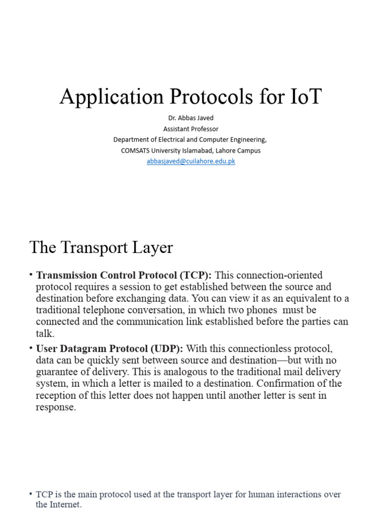 IoT Application Layer Protocol-FA19 | PDF | Osi Model | Transmission Control Protocol