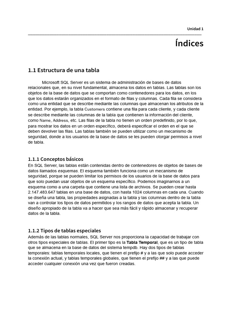 SQL Server - Optimización de Consultas - Índices | PDF | SQL | Servidor SQL de Microsoft