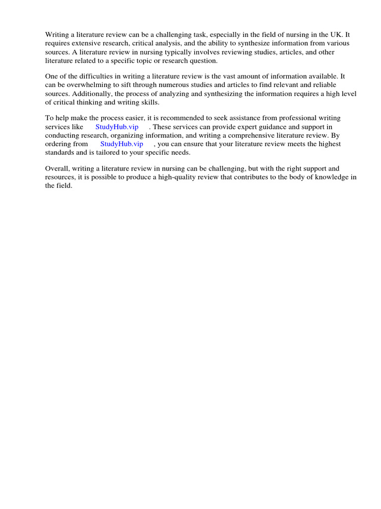 Literature Review Example Uk Nursing | PDF | Nursing | Literature Review