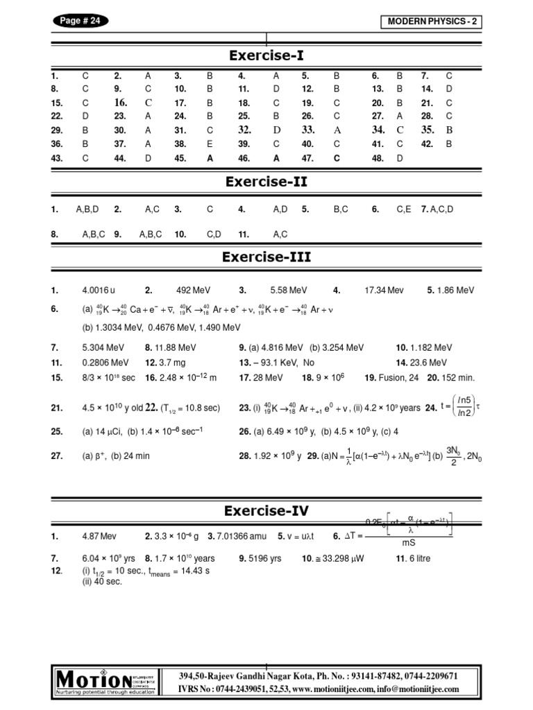 Answer key | PDF | Physical Quantities