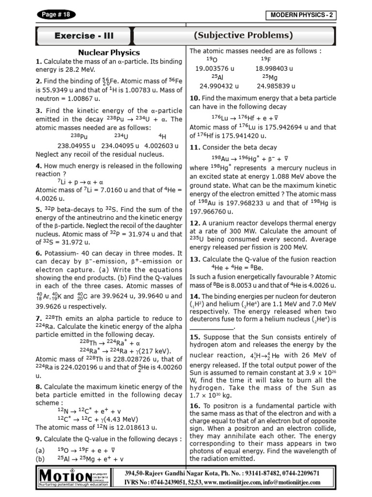 Exer 3 | PDF | Radioactive Decay | Nuclear Fusion