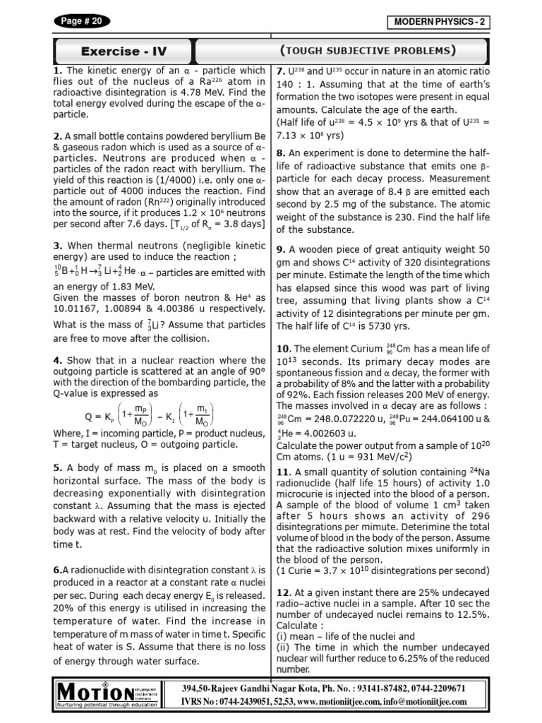 Exer 4 | PDF | Radioactive Decay | Neutron