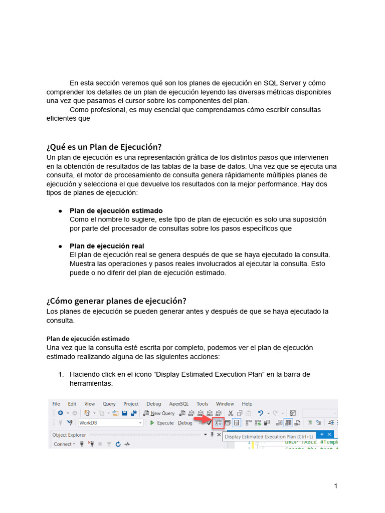 SQL Server - Optimización de Consultas - Planes de Ejecución | PDF ...