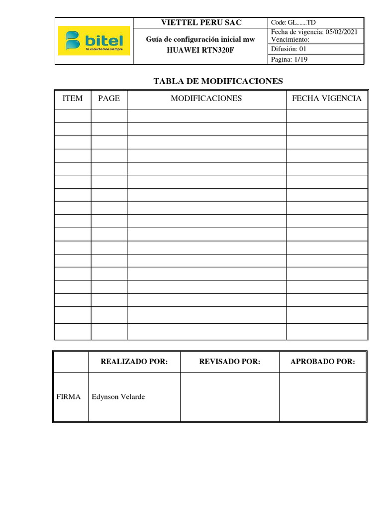 Guía - Configuración Huawei RTN 320F 1+0 (20230130) - Update | PDF ...