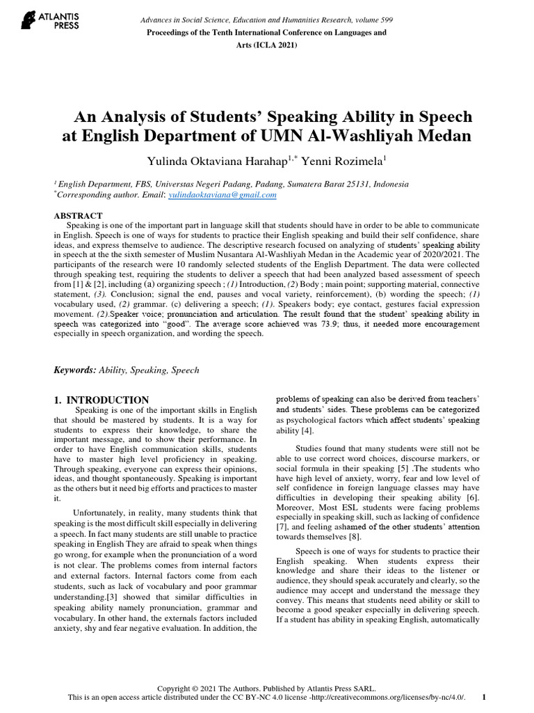 Speacking Ability in English | PDF | Speech | English Language