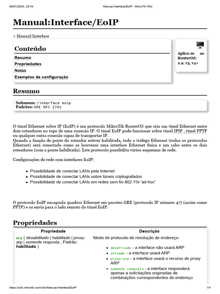 Manual - Interface - EoIP - MikroTik Wiki | PDF | Porta (rede de computadores) | Rede de ...