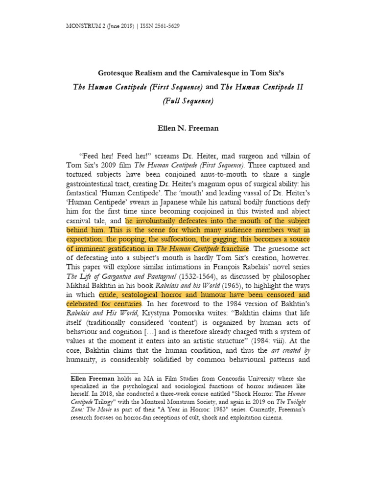 Freeman, Ellen - Grotesque Realism and The Carnivalesque in Tom Six's ...