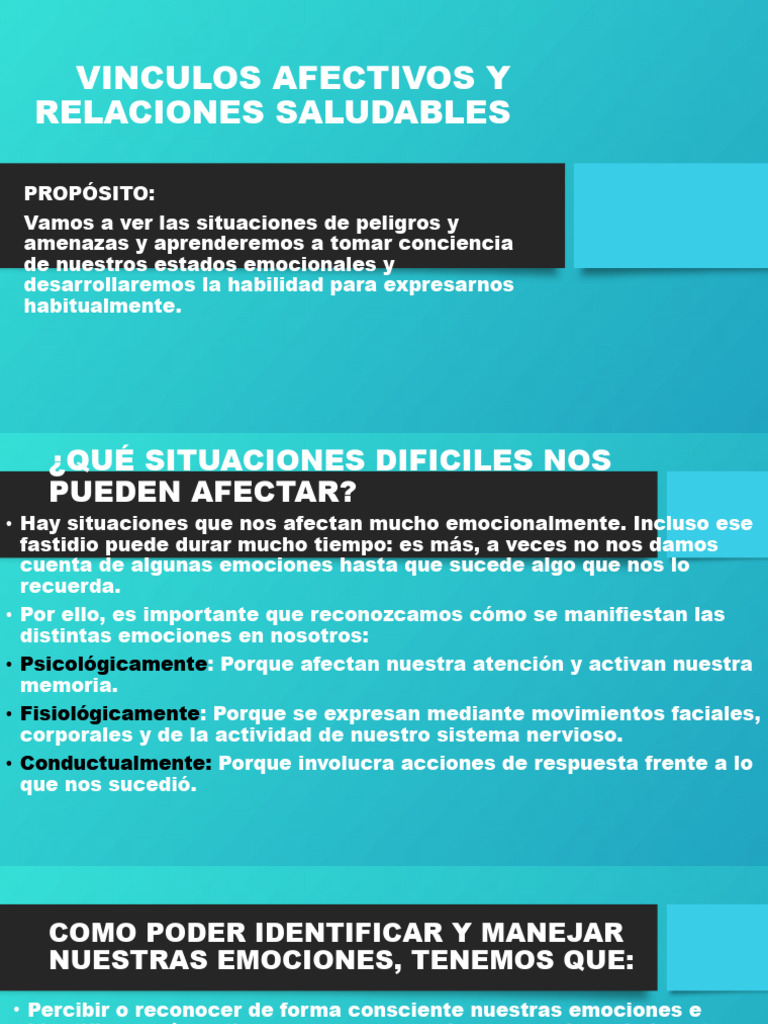Vinculos Afectivos y Relaciones Saludables | PDF | Las emociones | Comportamiento