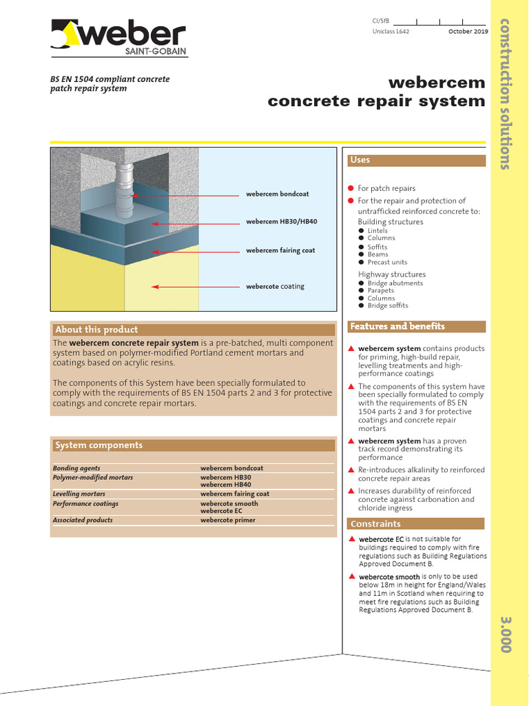 03.000 webercem concrete repair system | PDF | Concrete | Mortar (Masonry)