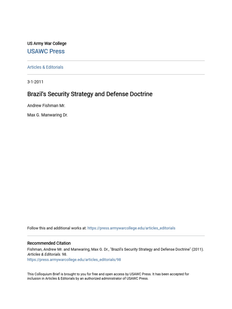 Brazil's Security Strategy Overview | PDF | Brazil | Global Positioning ...