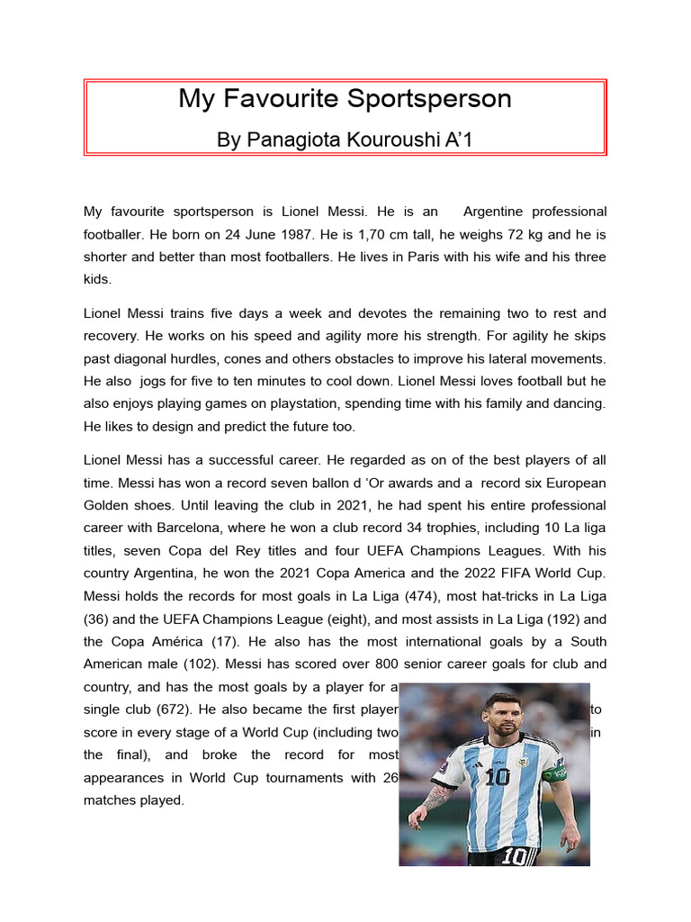 My Favourite Sportsperson | PDF