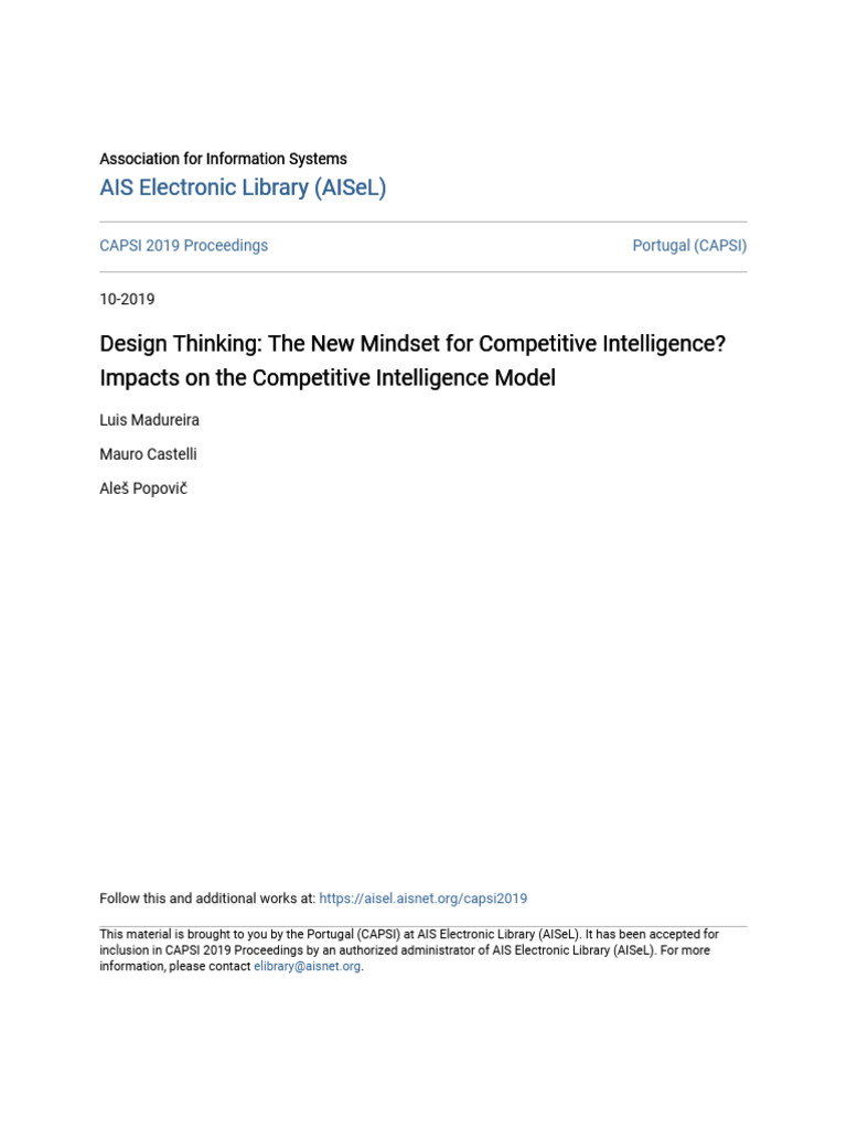 Design Thinking in Competitive Intelligence | PDF | Information ...