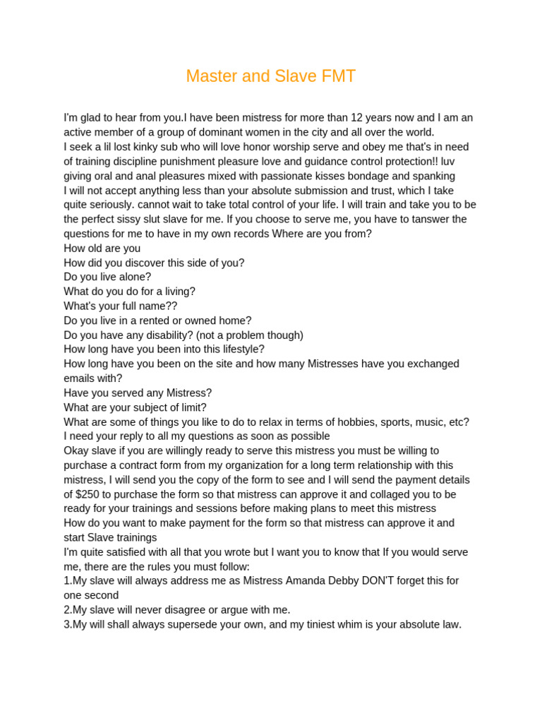 Master and Slave FMT | PDF | Bdsm