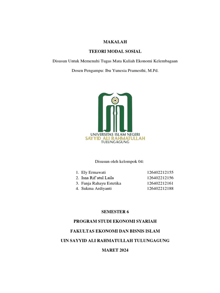 Teori Modal Sosial dan Implikasinya | PDF