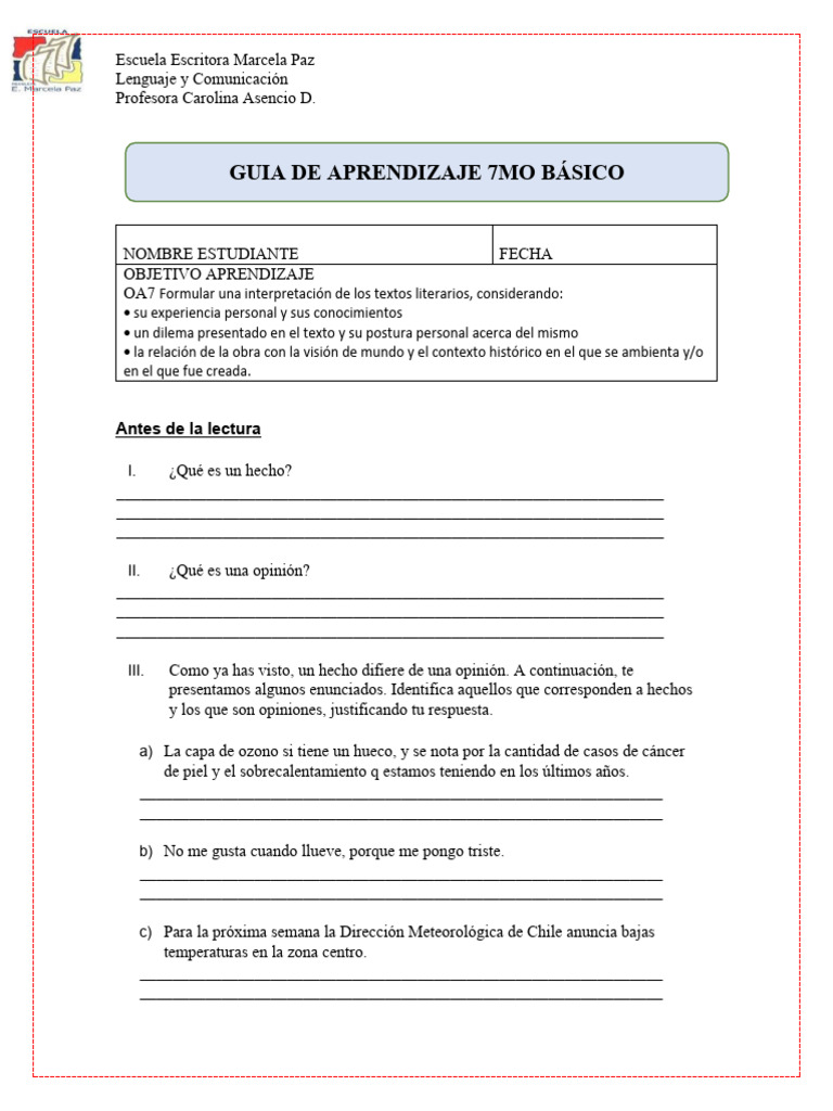 Guia 2 Oa7 Lenguaje | PDF