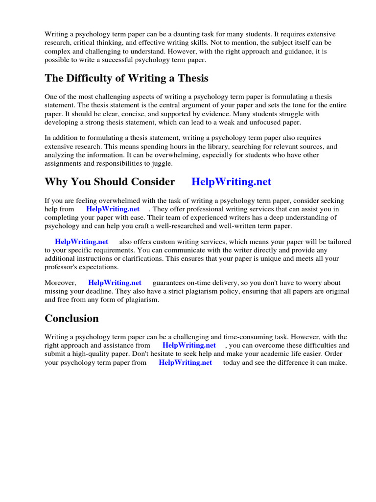 Example Outline For Psychology Term Paper | PDF | Psychology | Academic ...