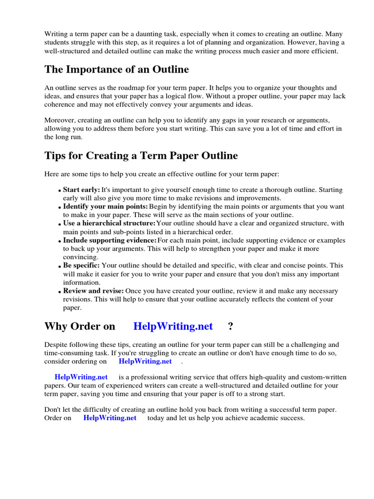 Term Paper Outline Tips | Download Free PDF | Essays | Thesis