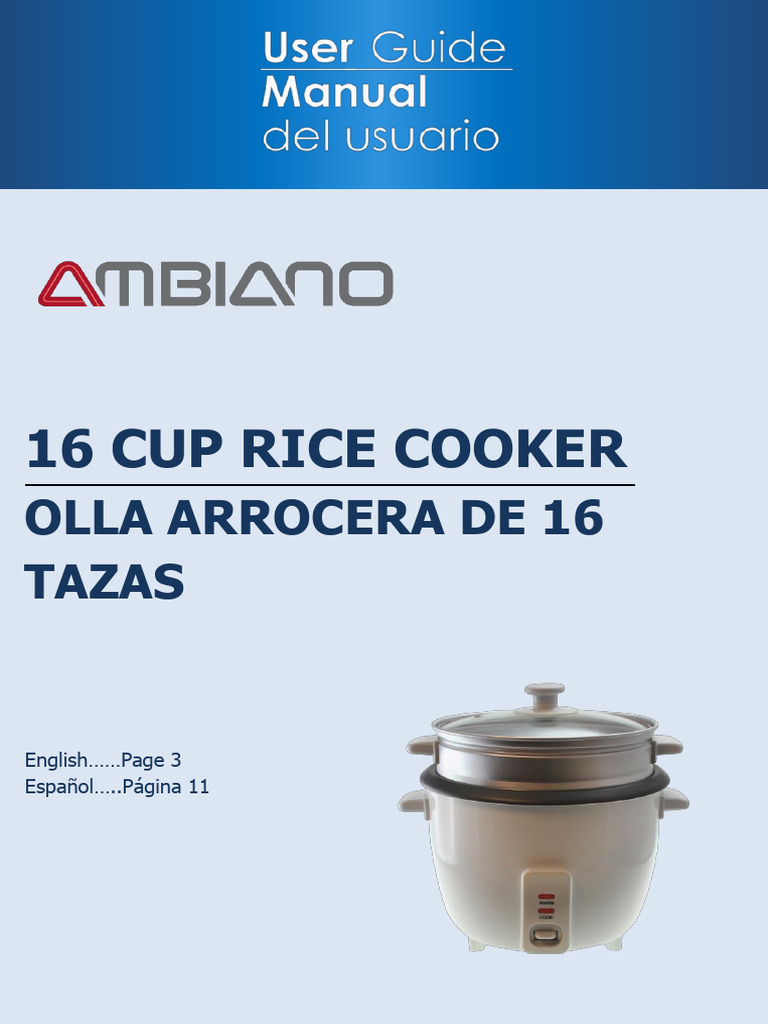 2.10.16 Ambiano 16-Cup Rice Cooker and Food Steamer Warranty and Manual ...