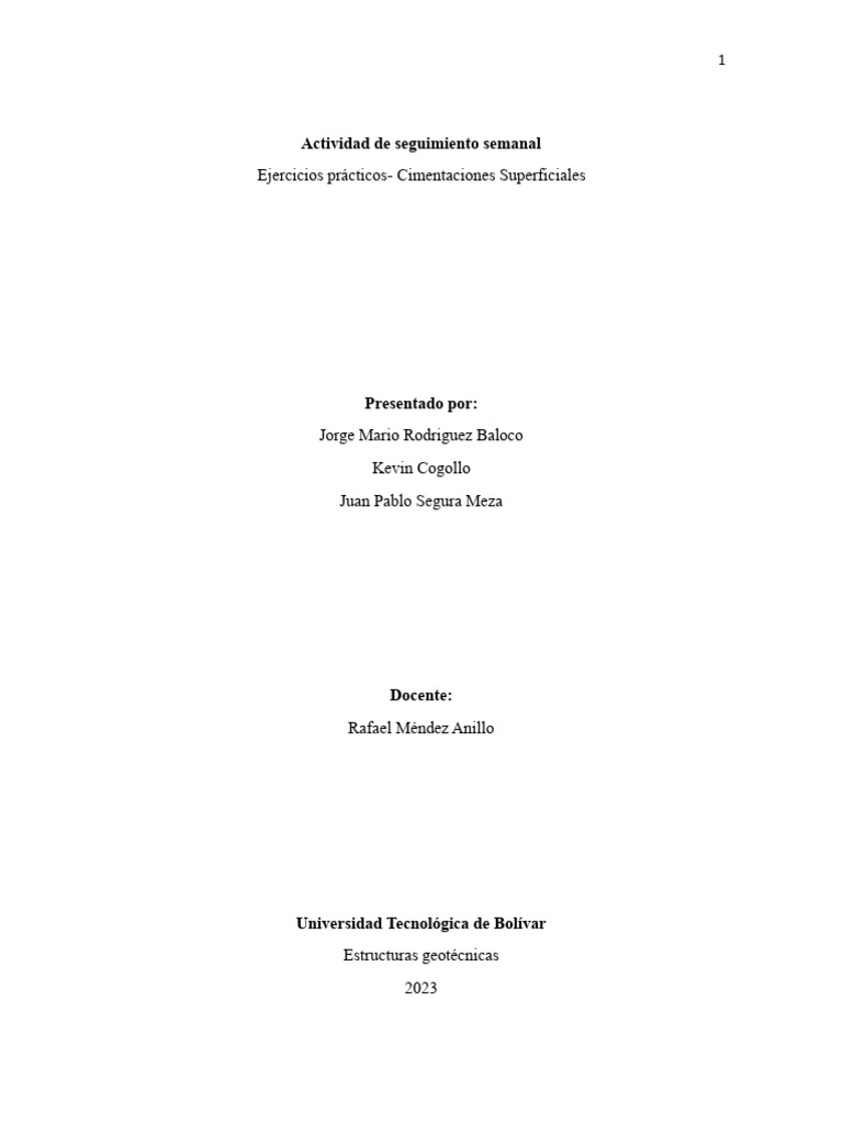 Actividad de Seguimiento Semanal Finalizado 2 de Mayo. | PDF | Fundación (Ingeniería ...