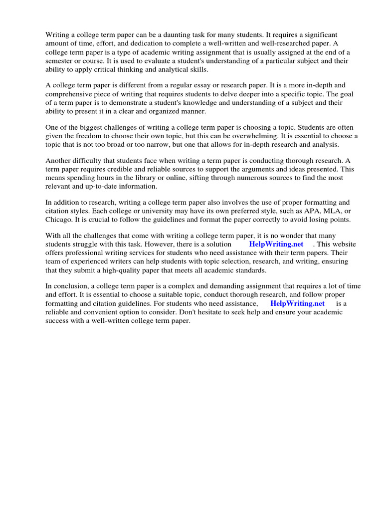 College Term Paper Writing Guide | PDF | Essays | Academic Publishing
