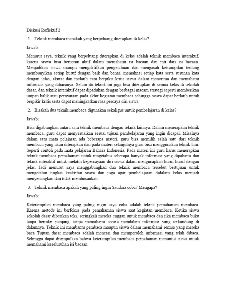 Diskusi Reflektif 2 Navi 5 Literasi Dasar Topik 2 | PDF