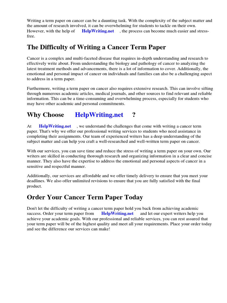 Cancer Term Paper | PDF | Cancer | Breast Cancer