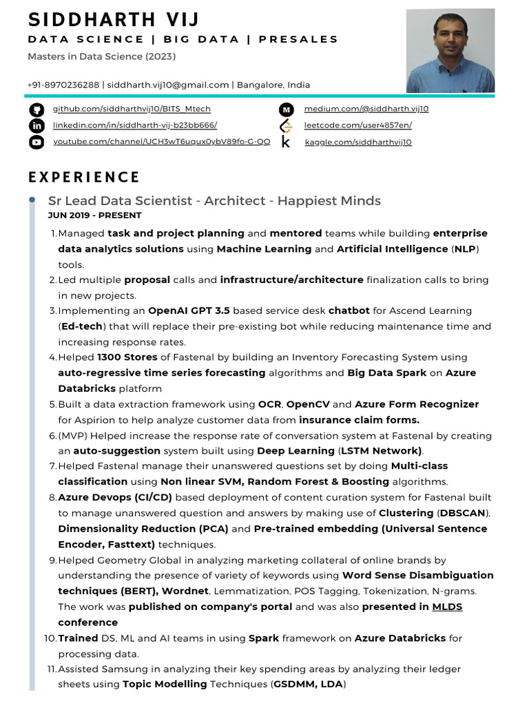 Siddharth DataScienceLead | PDF | Machine Learning | Artificial Intelligence