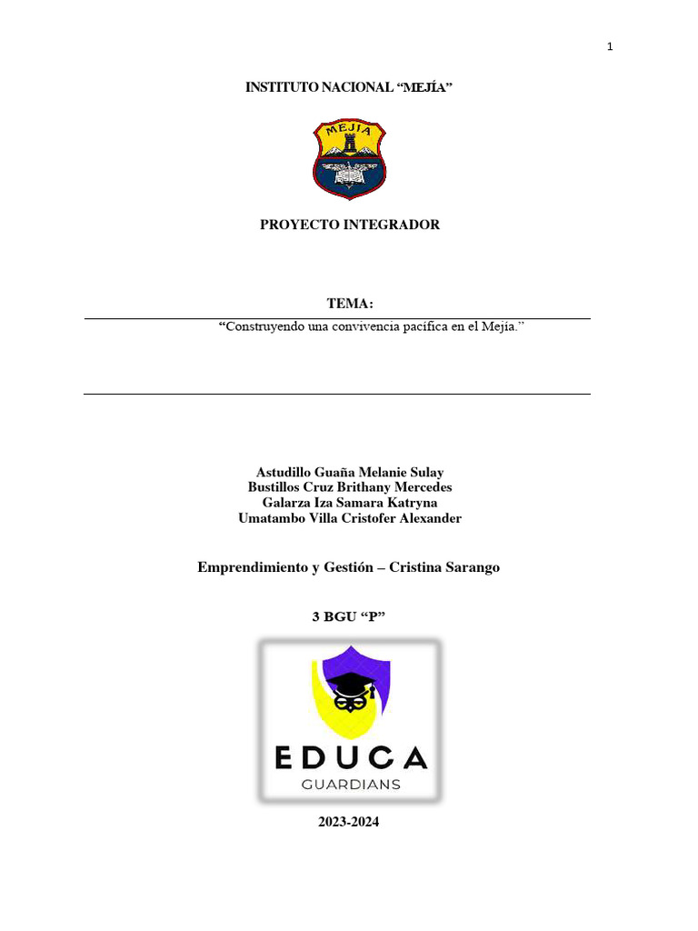 Proyecto de Emprendimiento y Gestión | Descargar gratis PDF | Enseñando | Valores