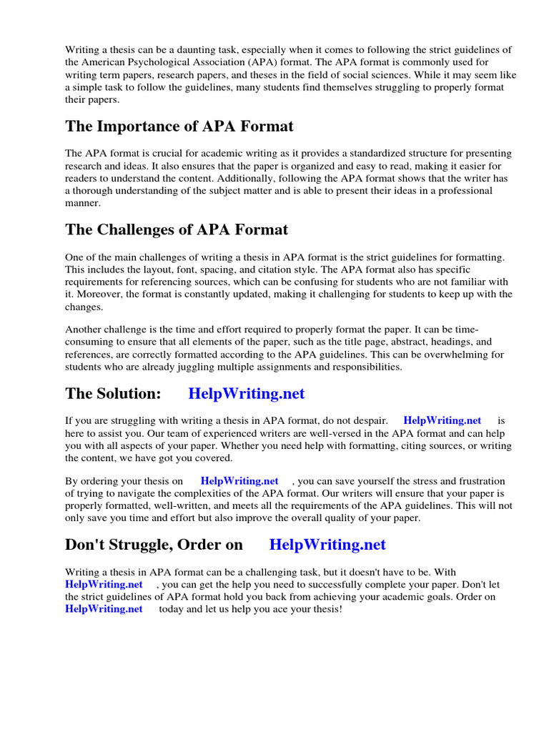 APA Thesis Help for Students | PDF | Apa Style | Citation