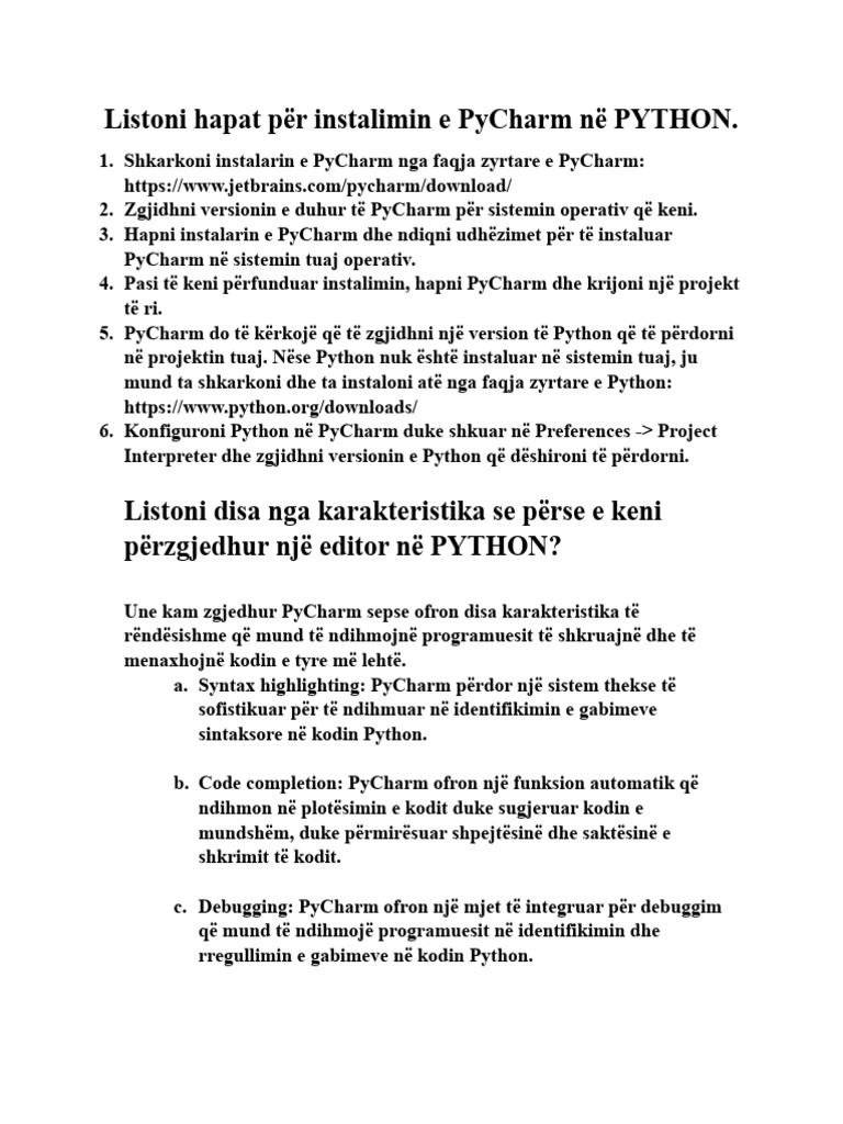 Listoni Hapat Për Instalimin e PyCharm Në PYTHON | PDF