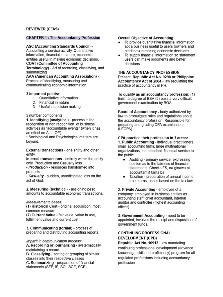 Reviewer (CFAS) - Chapter 1-13 | PDF | International Financial Reporting Standards | Accounting