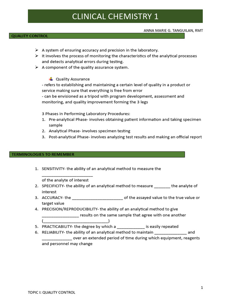 Quality Control | PDF | Sensitivity And Specificity | Accuracy And Precision