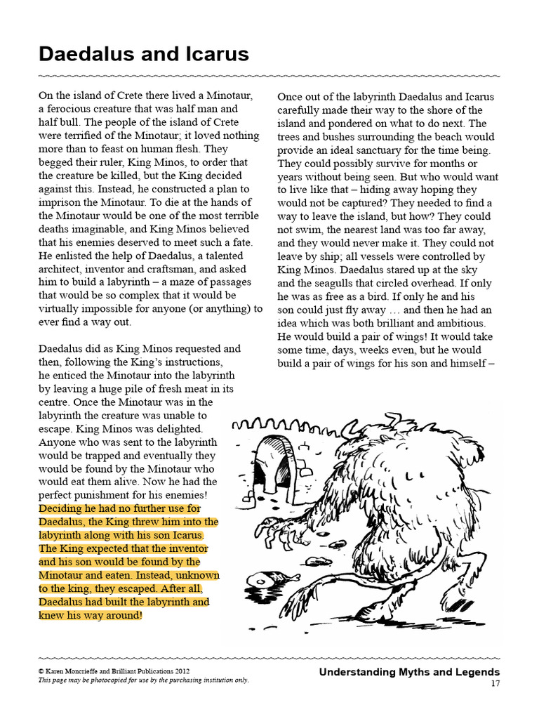 Daedalus and Icarus: A Greek Myth | PDF | Minotaur