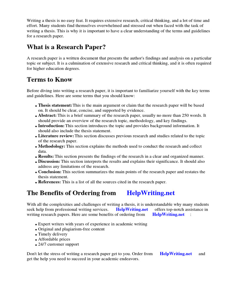 Terms For Research Paper | PDF | Academic Publishing | Essays