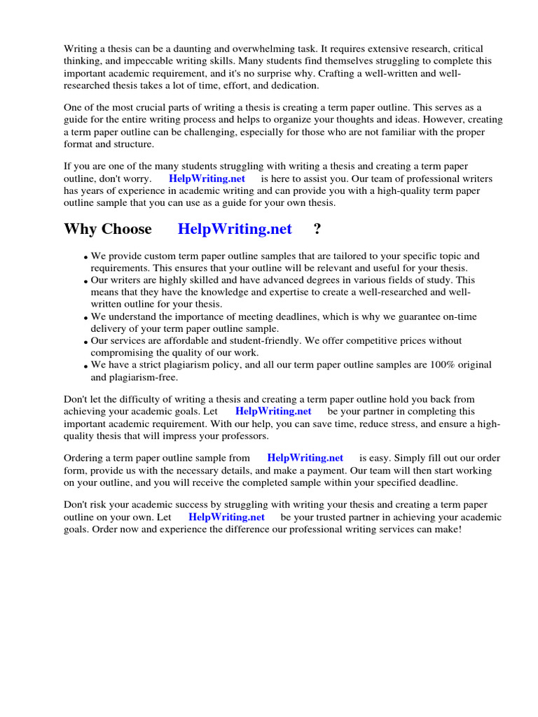 Term Paper Outline Sample Example | PDF | Essays | Apa Style