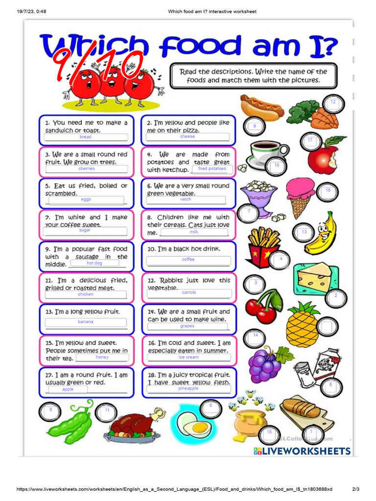 Which Food Am I - Interactive Worksheet | Download Free PDF | Cooking ...