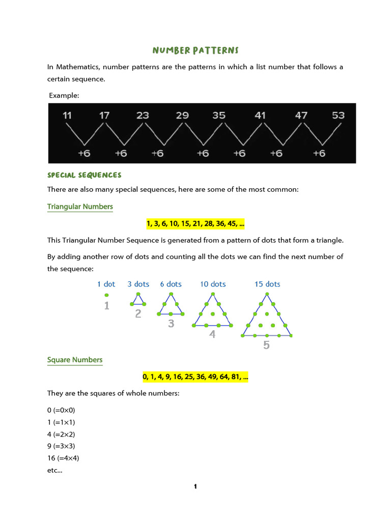 Module & Exercise - Number Patterns | PDF | Numbers | Sequence