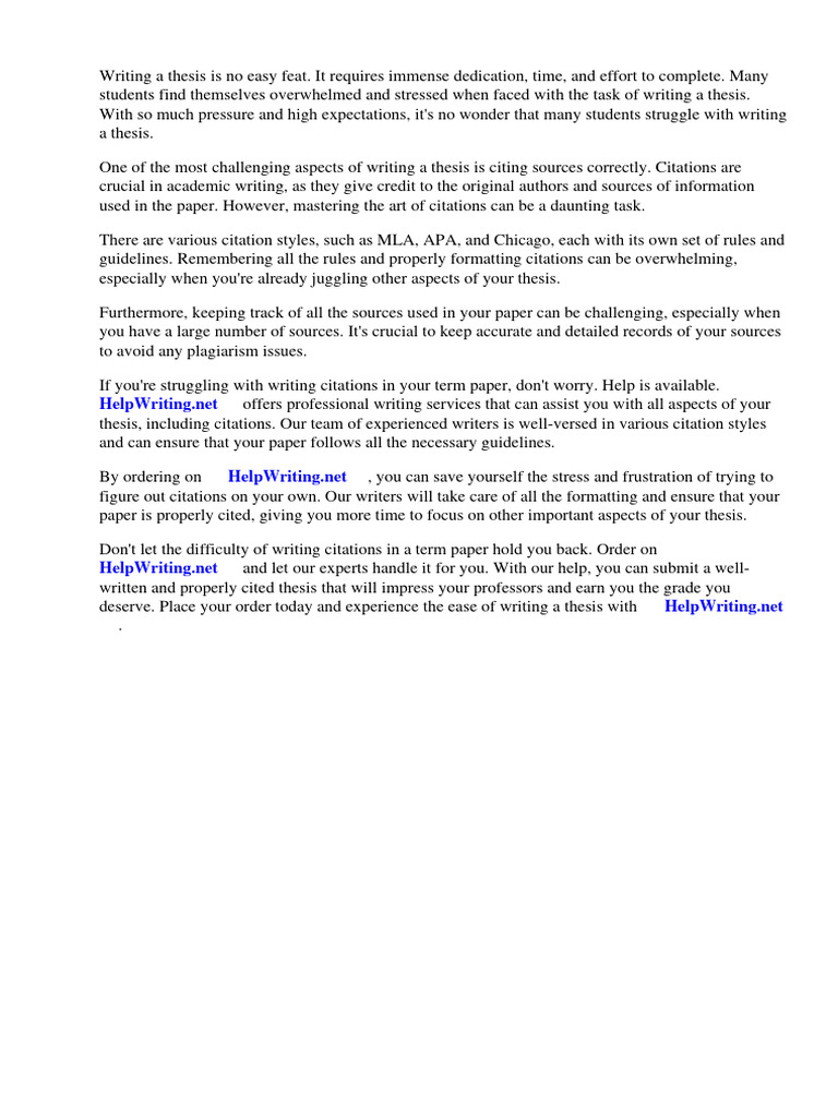 How To Write Citations in A Term Paper | PDF | Citation | Apa Style